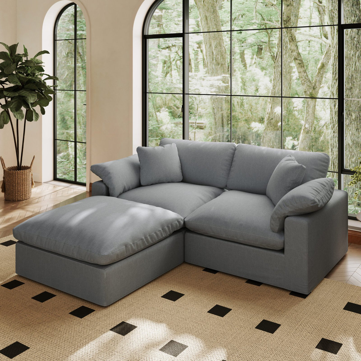 Latitude Run® Oversized Cloud Modular Sectional Sofa, Comfy Down Filled Sectional Sofa ...